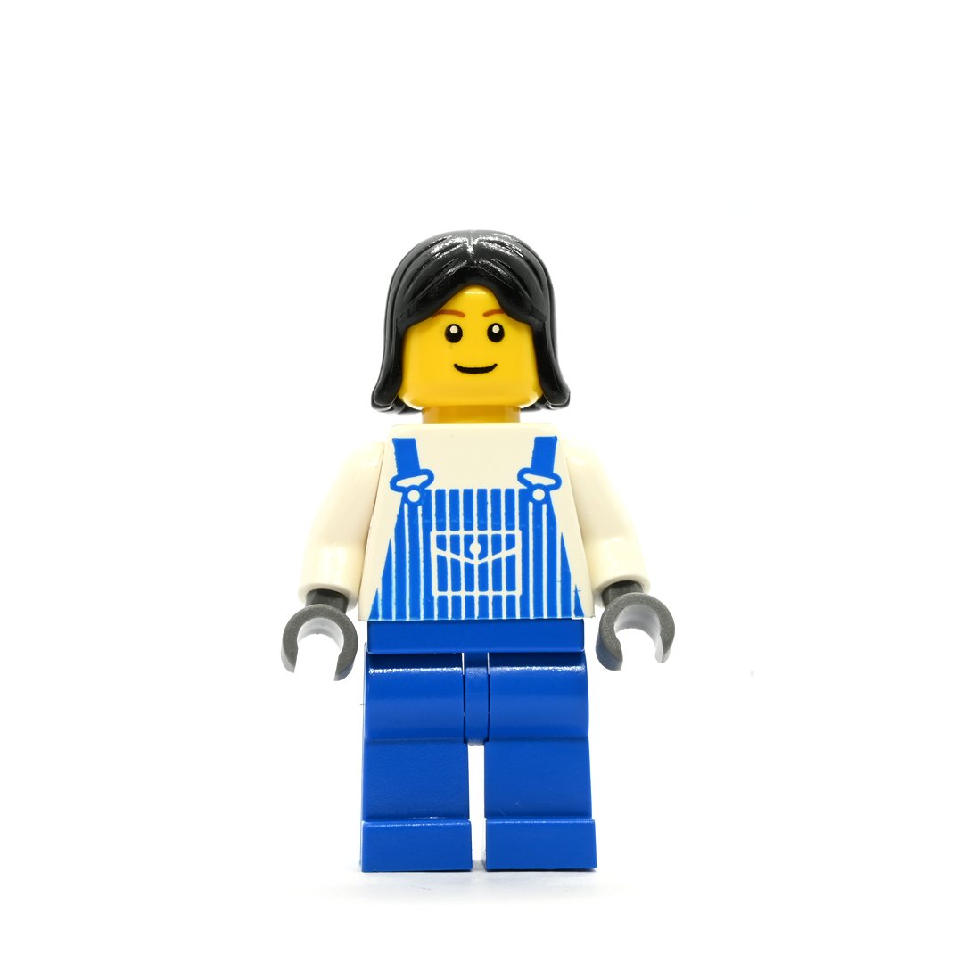 Female in blue overalls - | Lego Minifigures | lego.minifigures.world