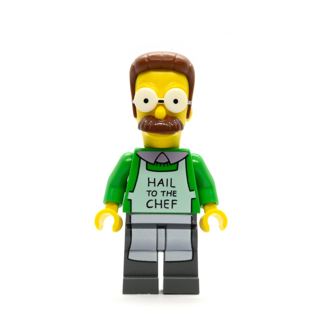 Ned Flanders with apron - | Lego Minifigures | lego.minifigures.world